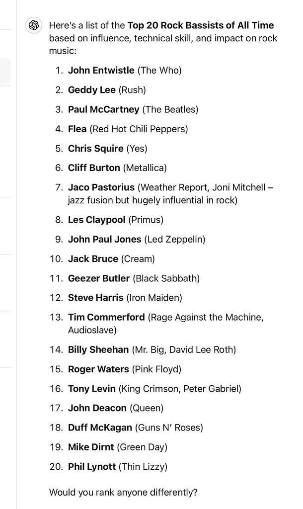 The Top 20 Rock Bass players according to ChatGPT!l - Page 2 - BassBuzz ...
